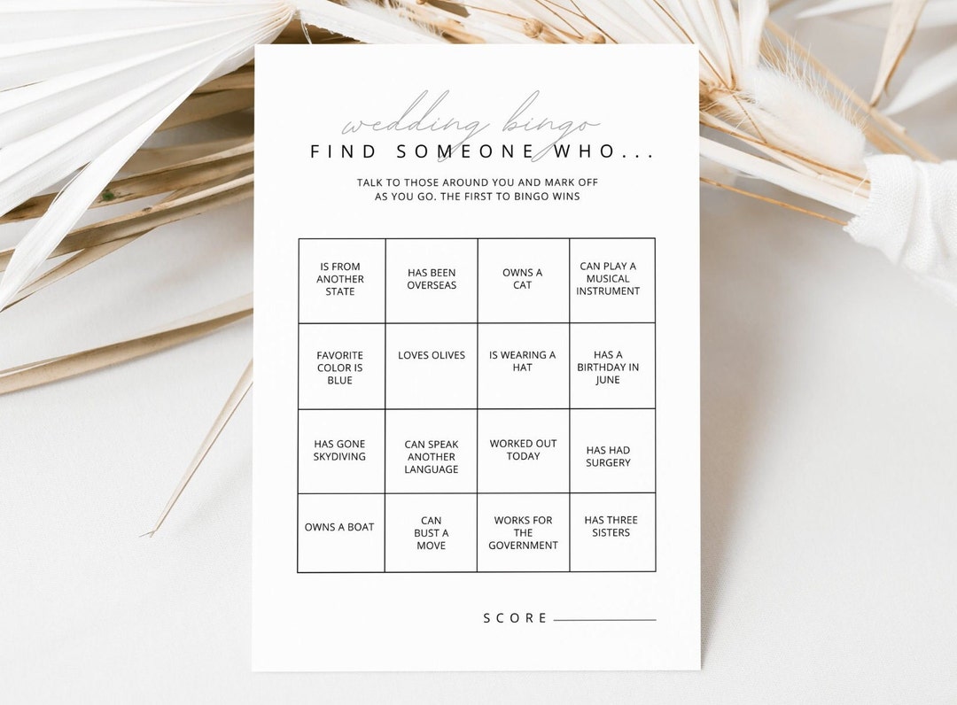 Wedding Reception Games Wedding Reception Bingo Wedding Games for ...