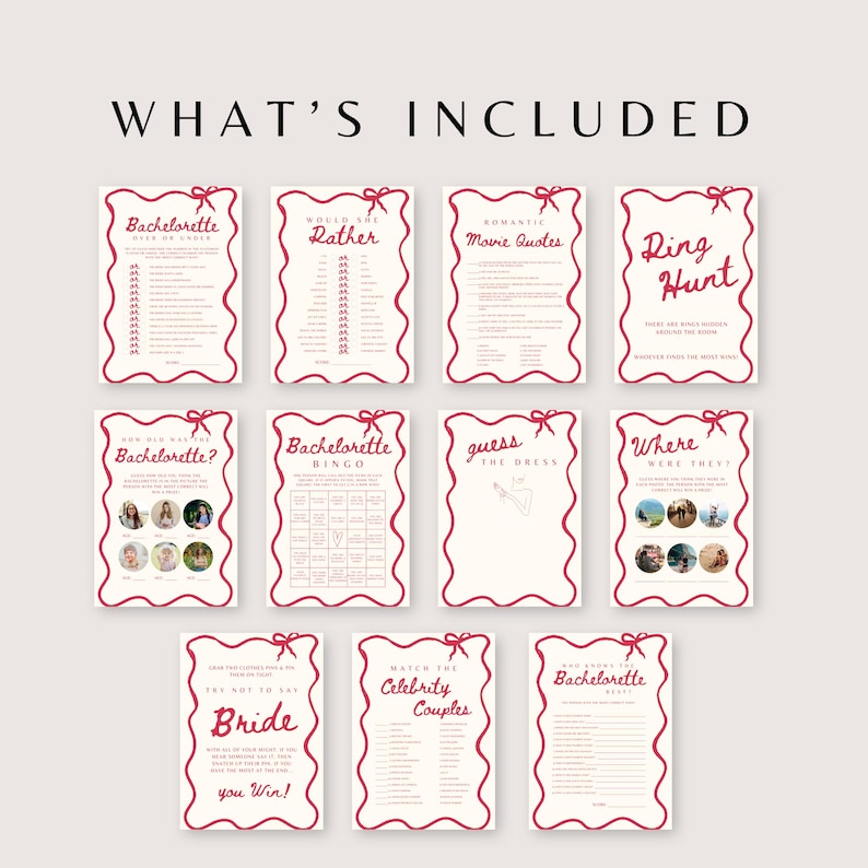 Modern Bachelorette Party Game Bundle Fun Bridal Shower Activities Wavy ...