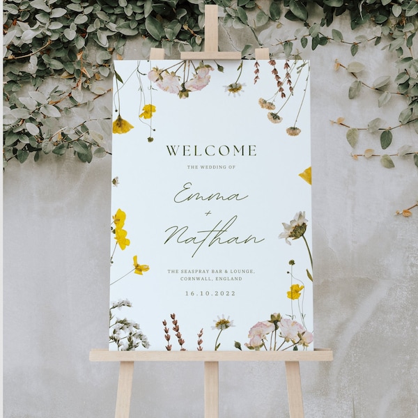 Pressed Flower Welcome Sign - Etsy