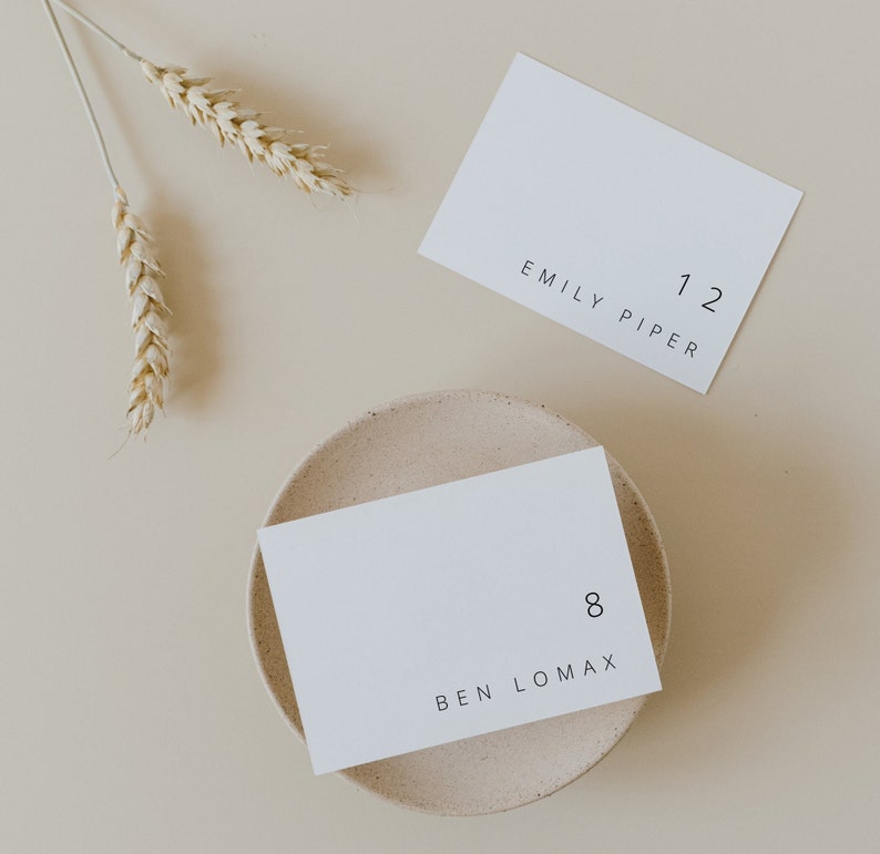 Place Card Wedding Name Tag Modern Minimalist Custom Place - Etsy