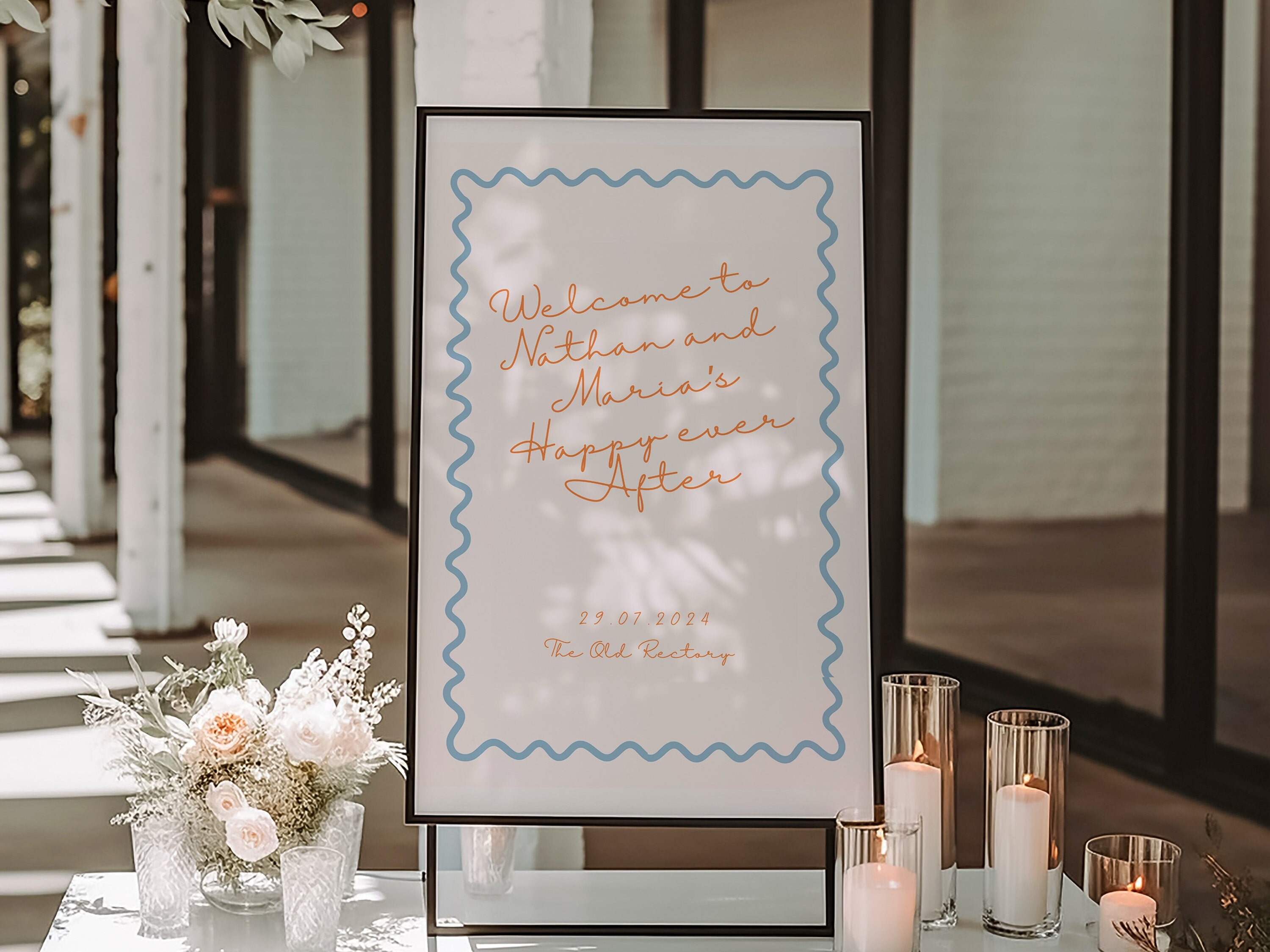 Wavy Wedding Welcome Sign Wavy Border Welcome Sign Wavy Welcome Wedding ...