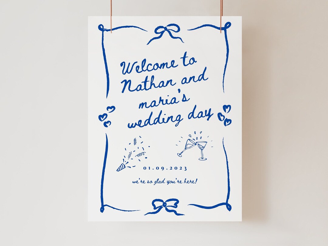 Handwritten Welcome Sign Template Whimsical Illustrated Theme Reception ...