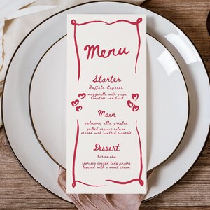 Menu Card Template Hand Drawn Dinner Party Menu Hand Drawn Italian Menu ...