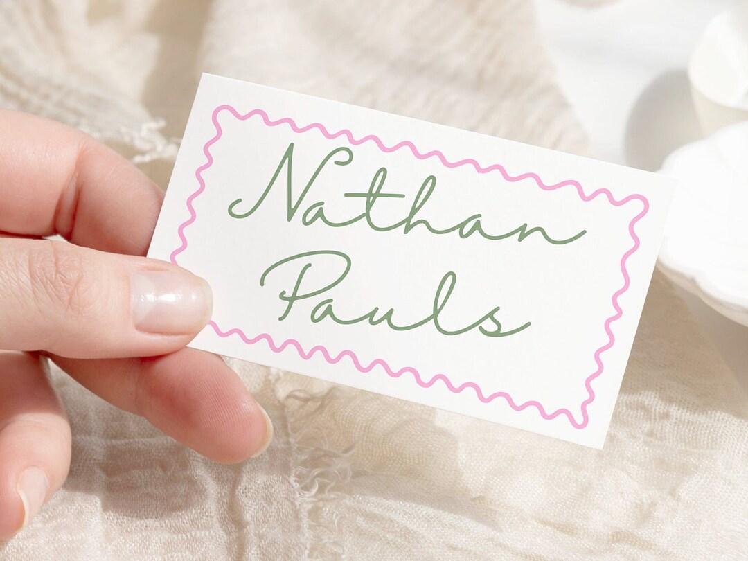 Wavy Name Place Cards Digital Download Wavy Edge Scallop Wedding Name ...