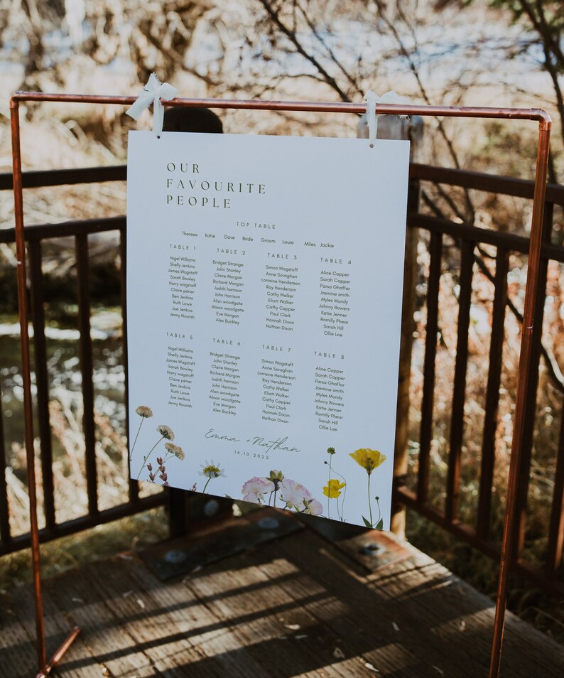 Wildflower Seating Chart Wedding Sign Wild Flower Table Plan - Etsy
