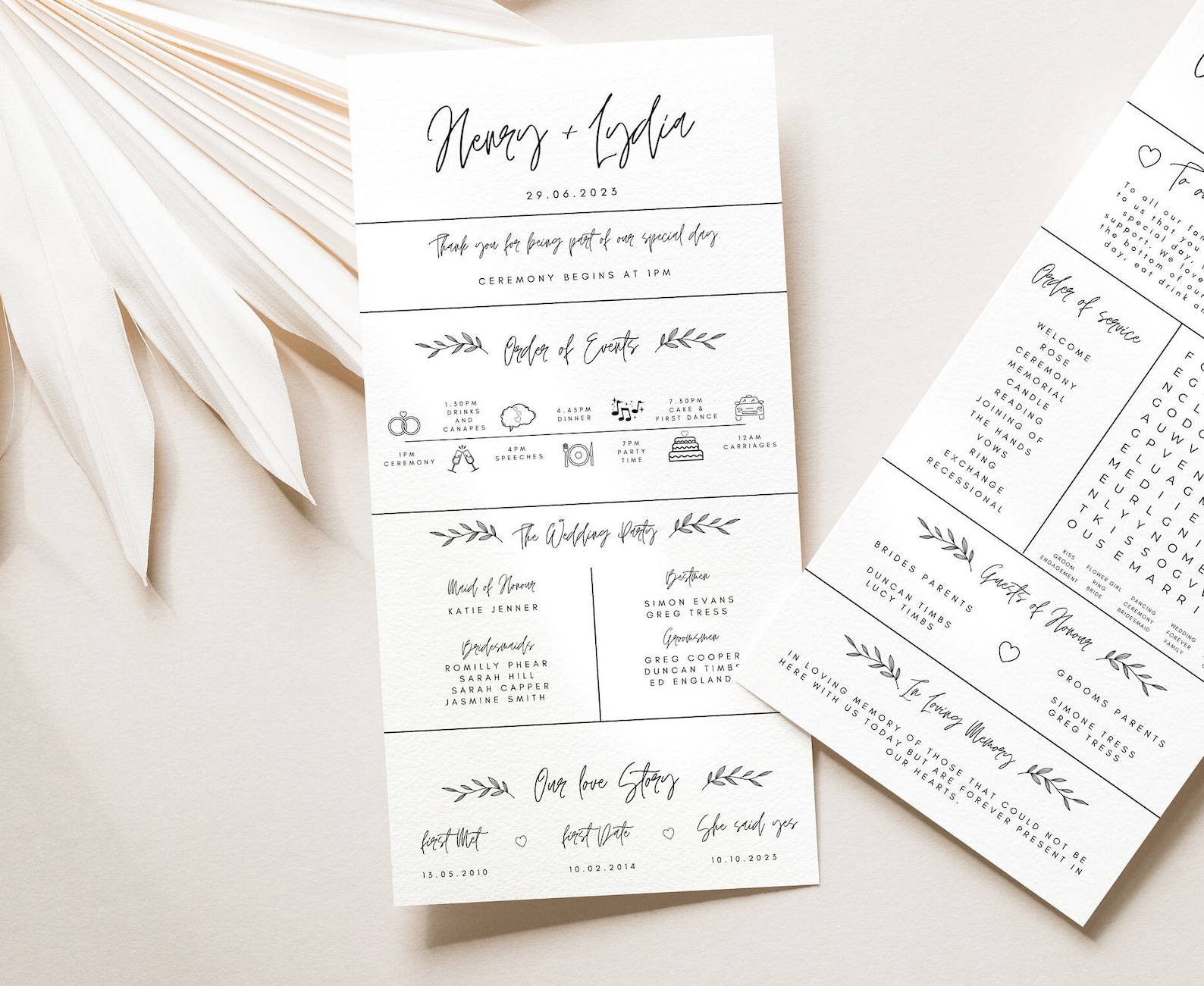 Infographic Wedding Program Unique Wedding Program Thin - Etsy