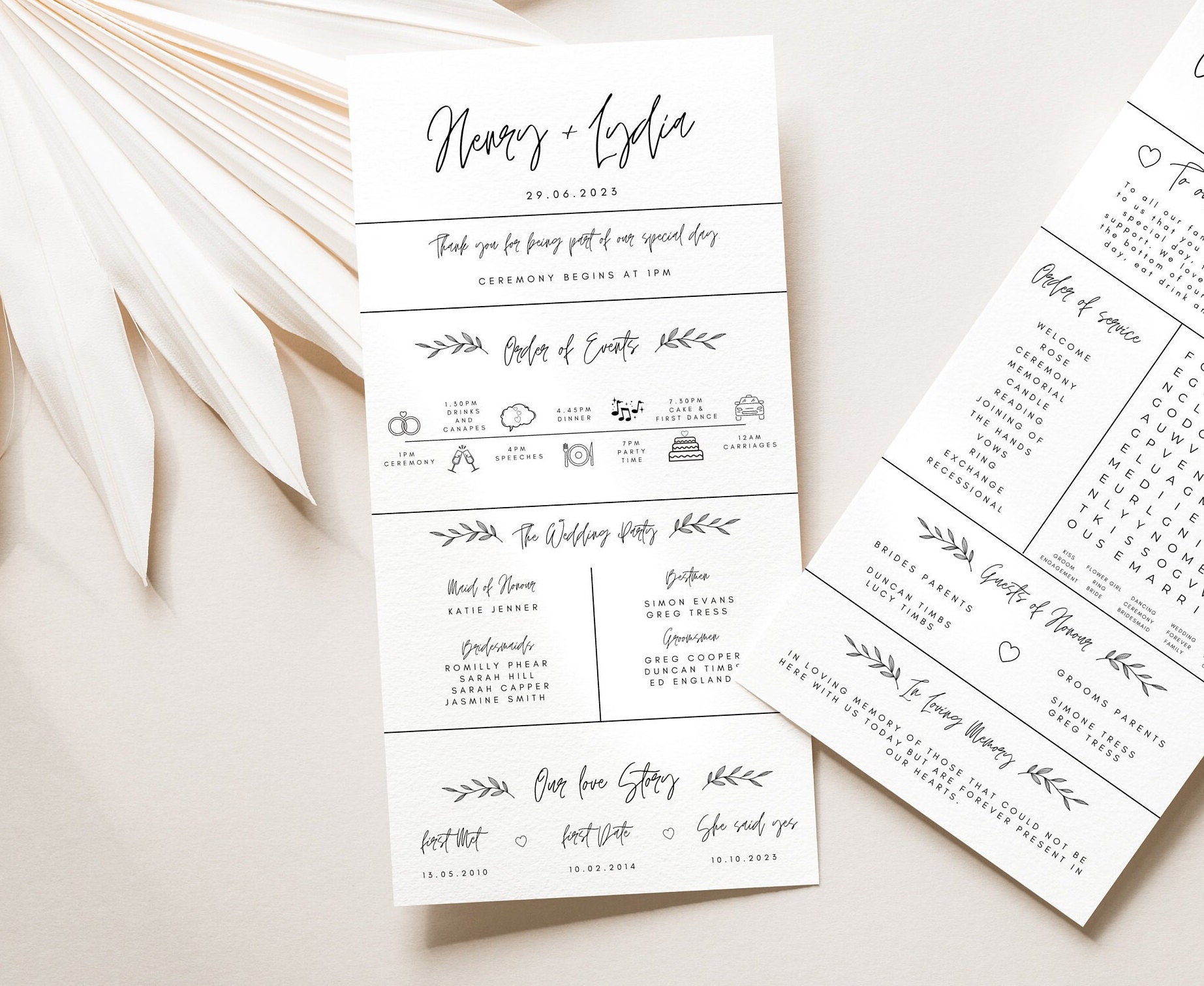 Infographic Wedding Program Unique Wedding Program Thin - Etsy