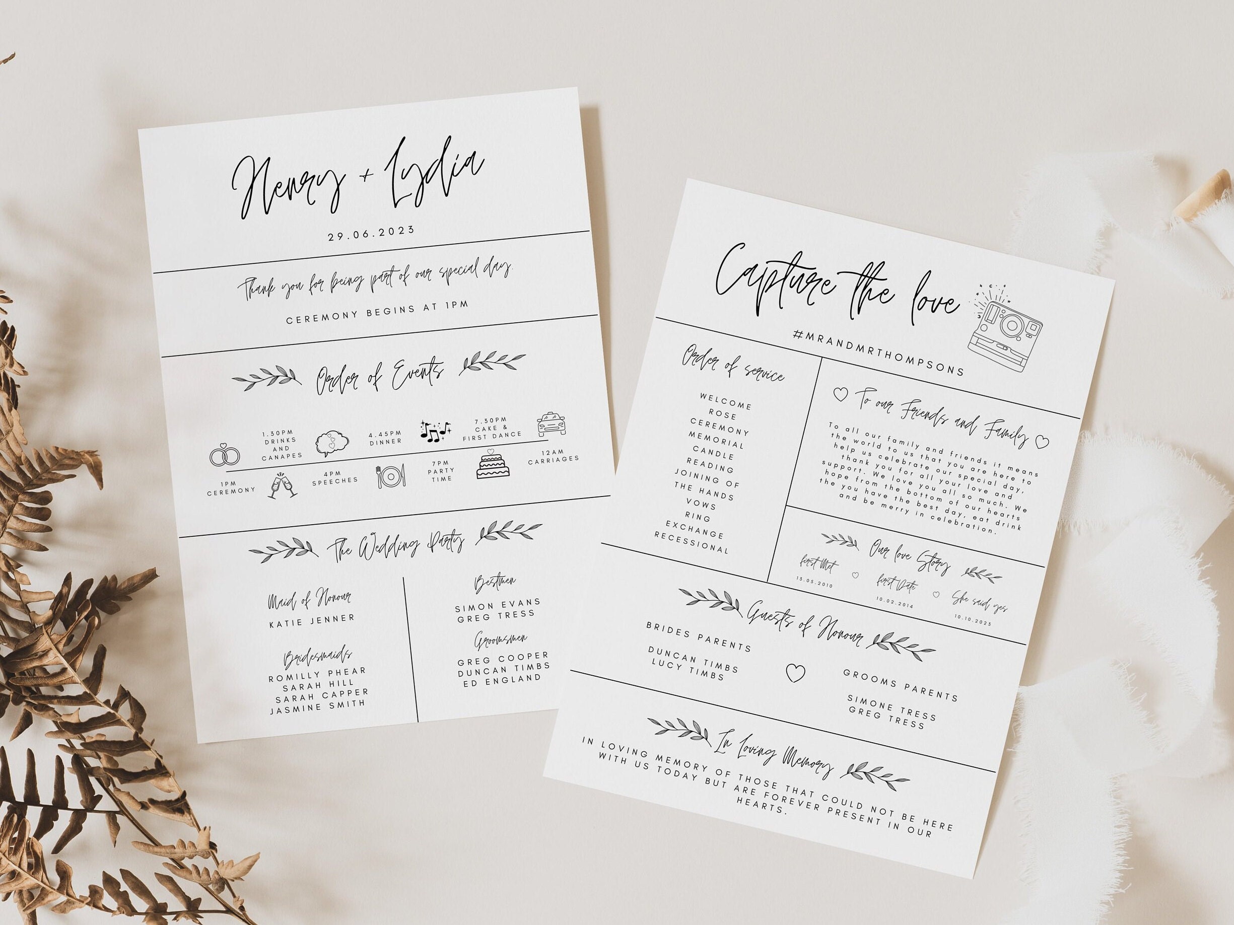 Infographic Wedding Program Template Wedding Program Wedding - Etsy