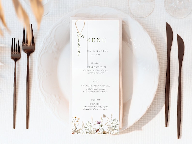 Wildflower Menu Wedding Reception Menu Template Floral Wedding - Etsy