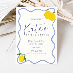 Lemon and Blue Bridal Shower Invitation Lemon Italian Bridal Shower ...