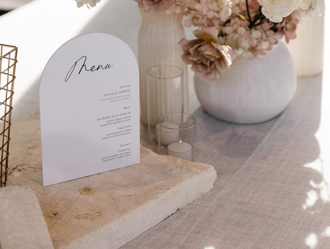 Arched Menu Cards Wedding Arched Menu Template Food Menu Table - Etsy UK