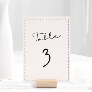 Hand Drawn Table Number Fun Wavy Border Wedding Reception Seating Sign ...