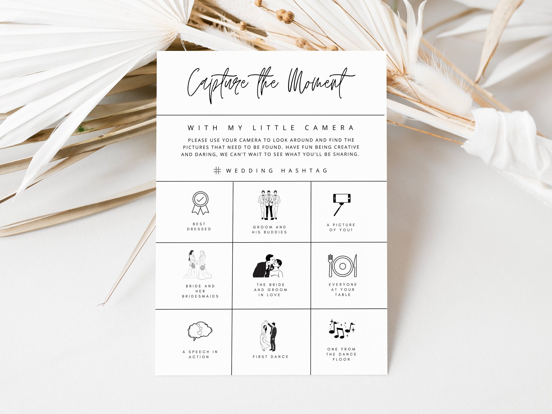 Capture the Moment Wedding Reception Game Card Wedding Photography Game Photo Card Wedding ...
