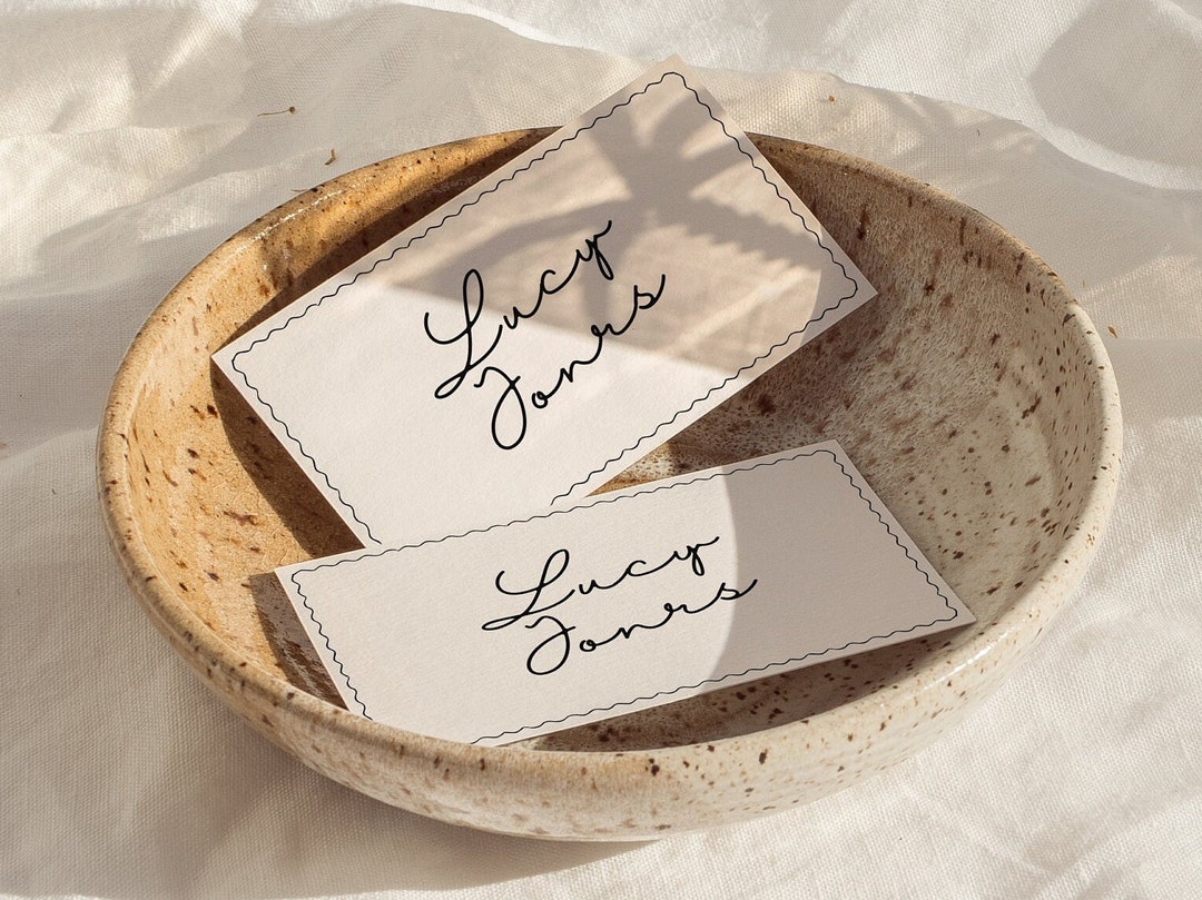 Wavy Border Place Cards Funky Wedding Name Cards Hand Drawn Border ...