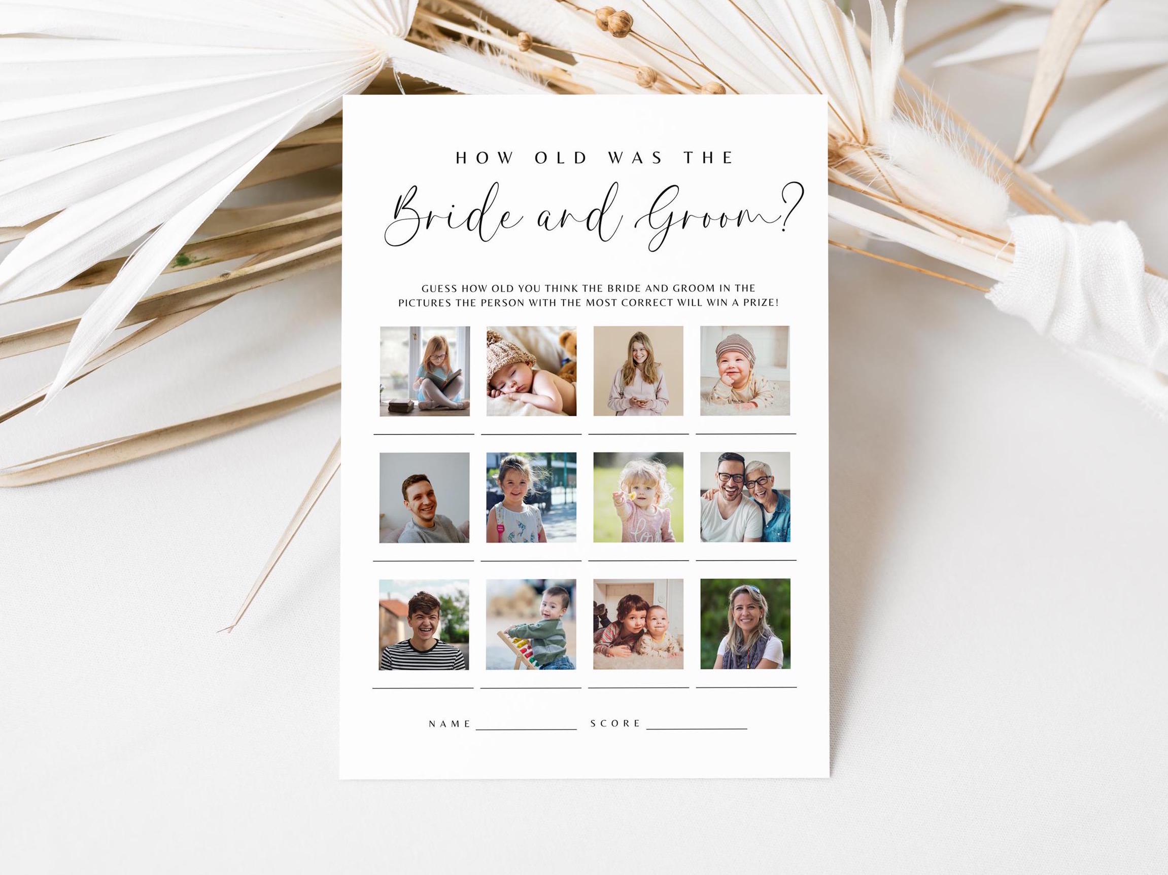 How Old Was the Bride and Groom Photo Game Couples Shower Photo ...