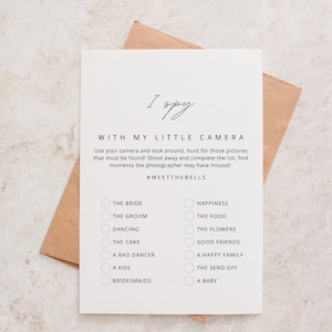 I Spy Wedding Game Classic Minimalist Style Reception Printable Guest ...