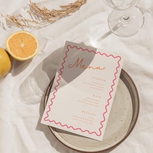 Wavy Frame Menu Hand Written Scribble Menu Wavy Menu and Place Card ...