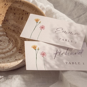 Spring Floral Place Cards Wedding Place Cards Pressed Flowers Name ...