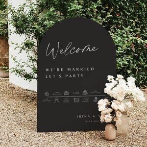 Arch Wedding Welcome Sign Template Black Wedding Welcome Sign Arched ...