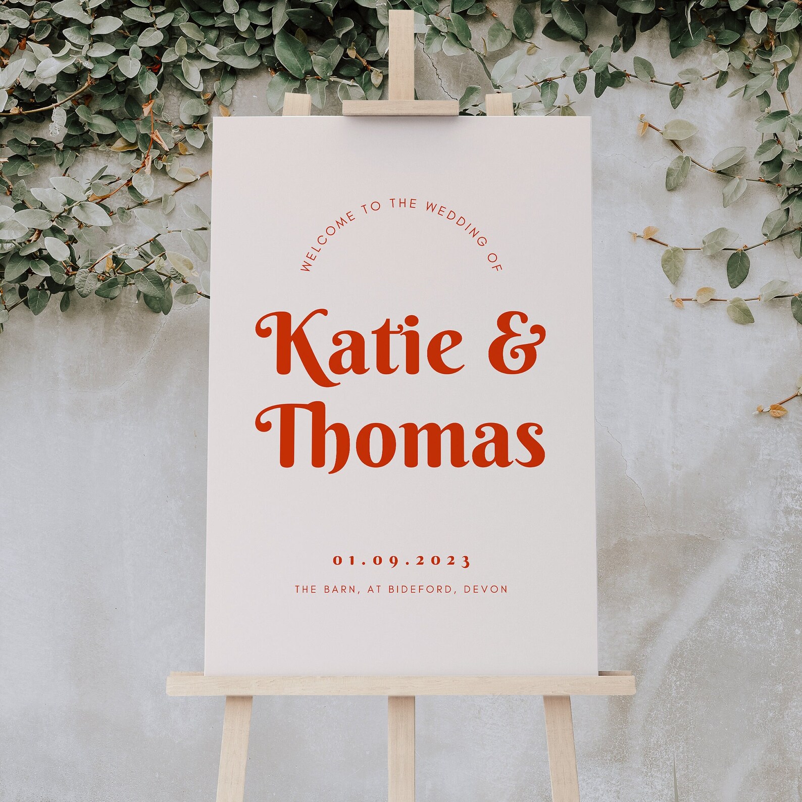 Funky Wedding Welcome Sign Template, Retro Pink and Red Reception ...