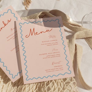 Wavy Menu Template Hand Drawn Scribble Wedding Menu Colourful Menu and ...