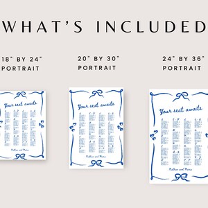 Table Seating Chart Whimsical Seating Chart With Bows Royal Blue ...