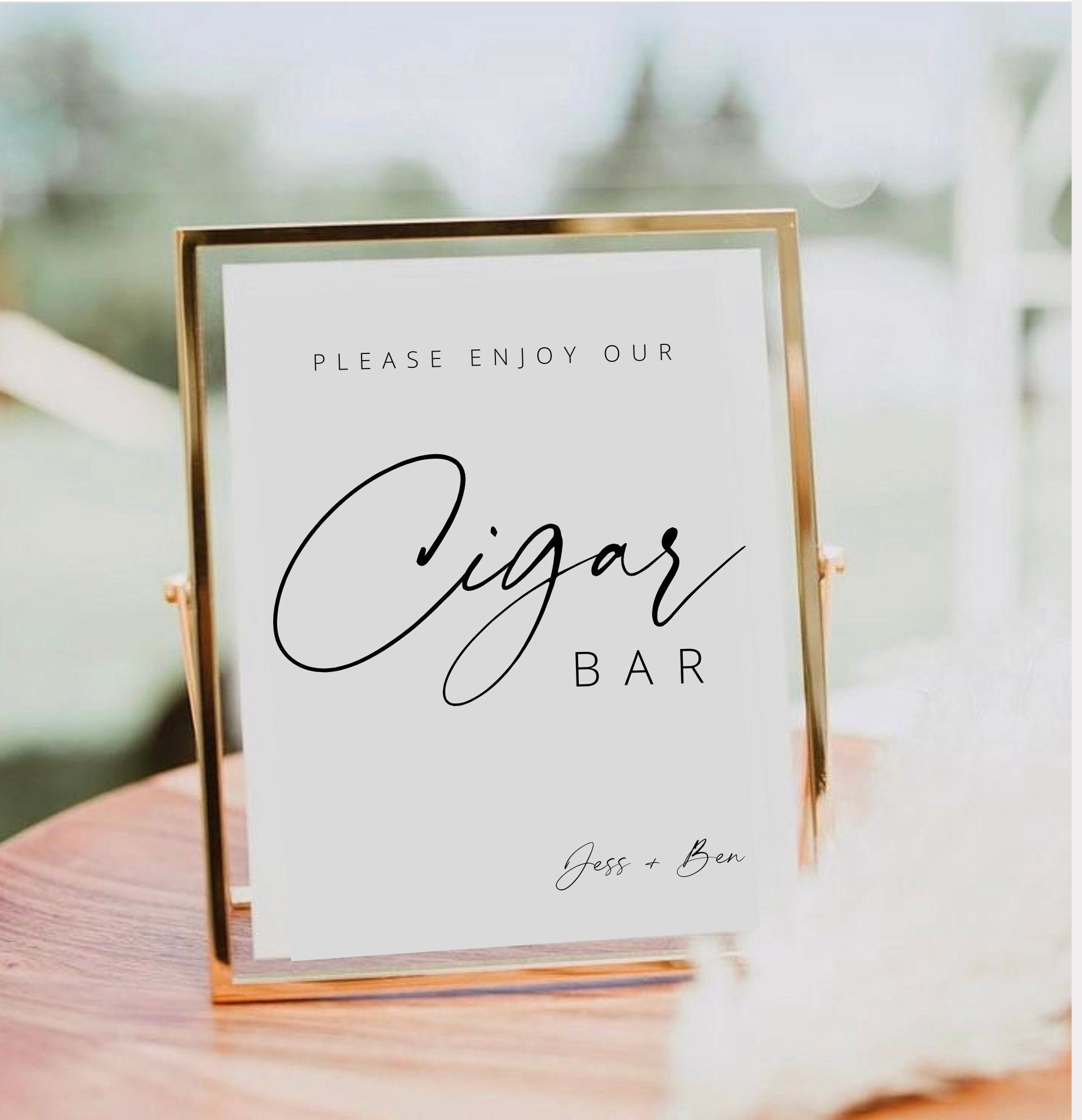 Wedding Cigar Bar Sign Simple Minimalist Smoking Favour Idea Modern ...