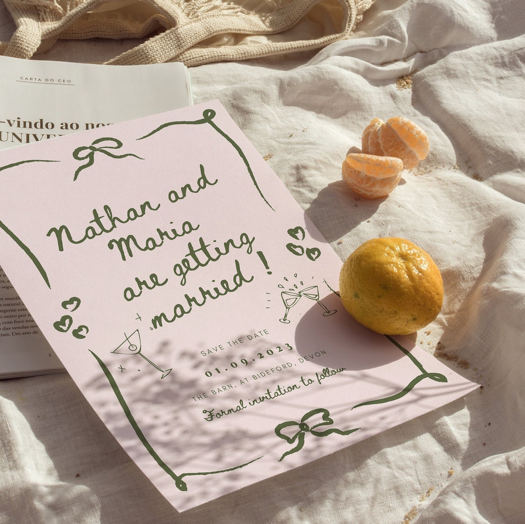 Handwritten Save The Date Template Whimsical Scribble Illustration Save