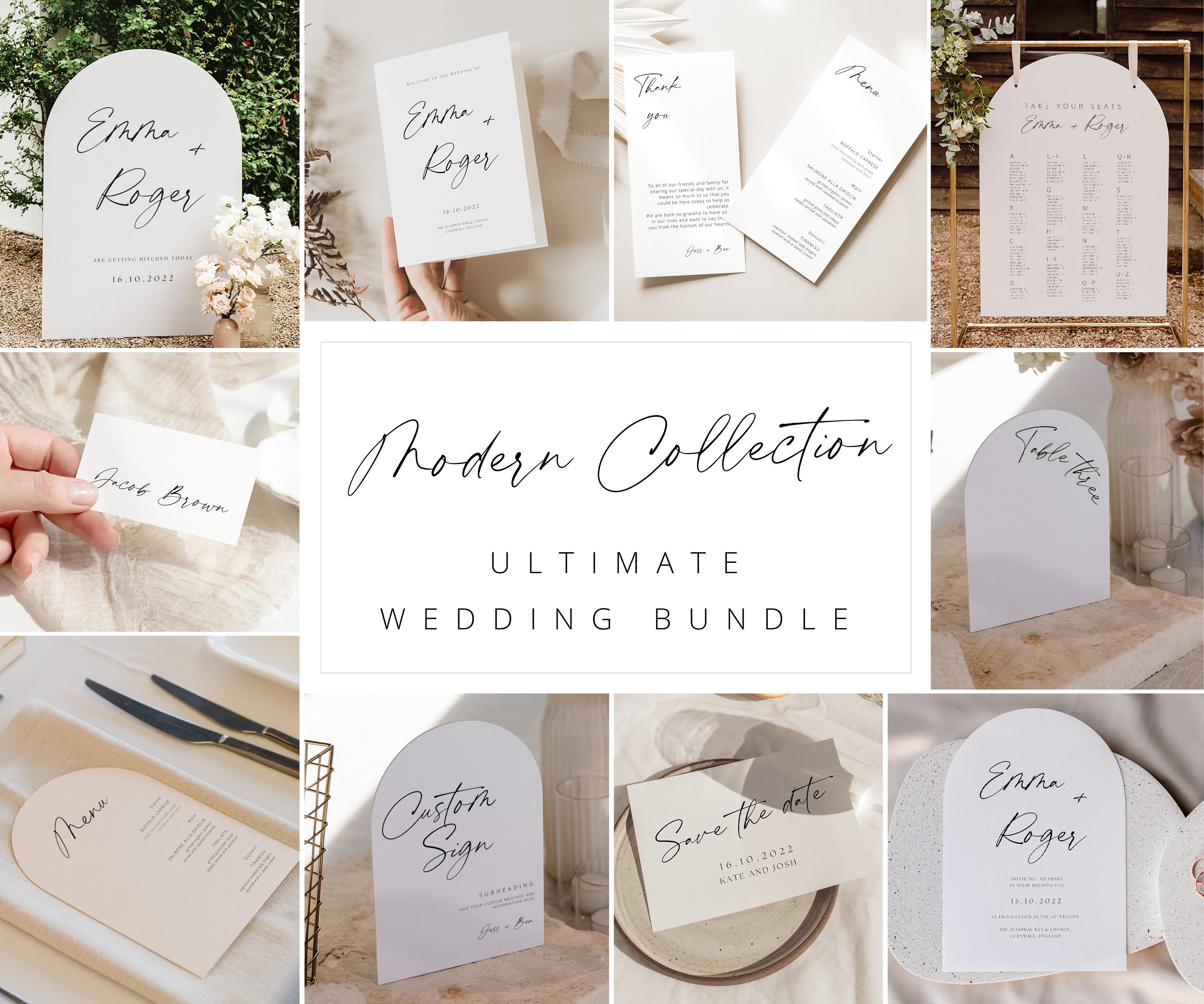 Arched Wedding Signage Bundle Wedding Reception Signs Bundle Modern ...