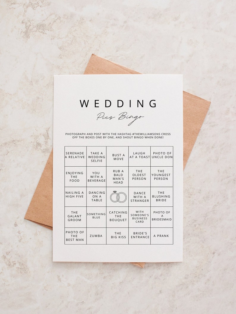 Wedding Games for Reception Wedding Pics Bingo Wedding - Etsy