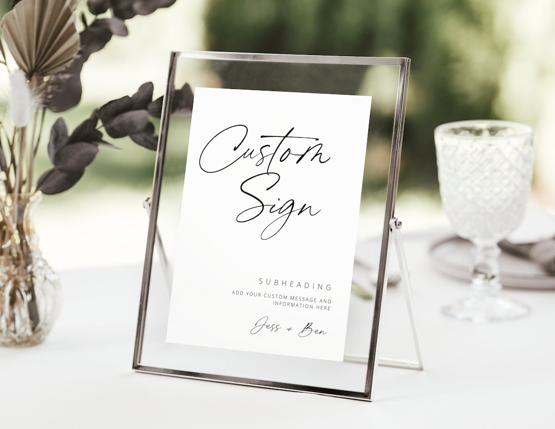 Custom Sign Printable Custom Sign Wedding Template Minimalist Custom ...
