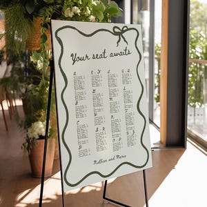 Seating Chart With Bows Hand Drawn Wedding Seating Plan Handwritten ...