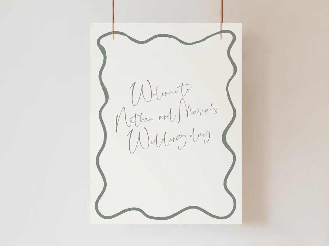 Wavy Wedding Welcome Sign Wavy Border Welcome Sign Wavy Welcome Wedding ...