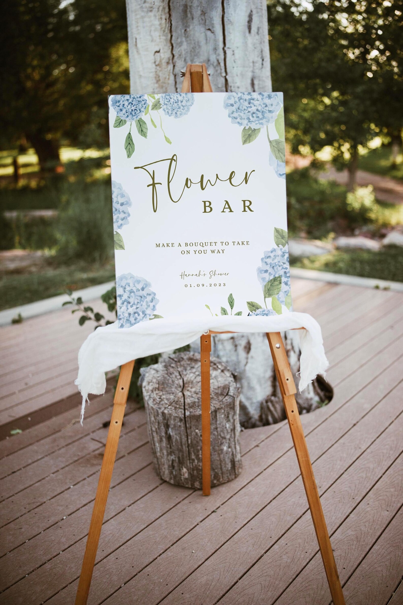 Blue Flower Bar Sign Template Hydrangea Baby Shower Bloom Bar Printable ...