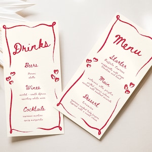 Menu Card Template Hand Drawn Dinner Party Menu Hand Drawn Italian Menu ...