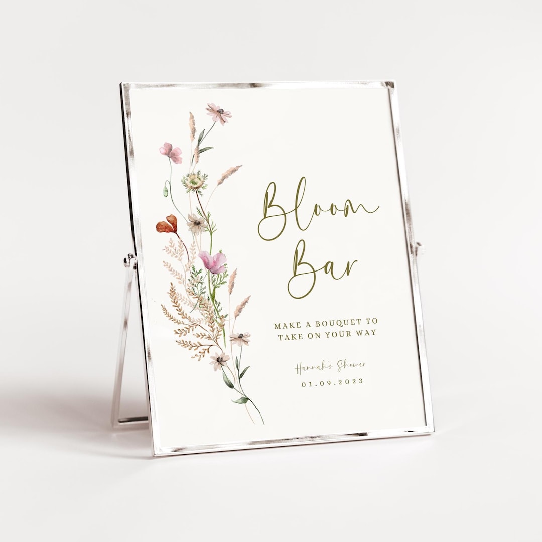 Bloom Bar Sign, Bridal Shower Flower Bar Printable, Baby Shower Bloom ...