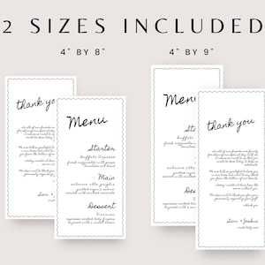 Thank You Menu Card Template Menu and Thank You Card Wedding Template ...