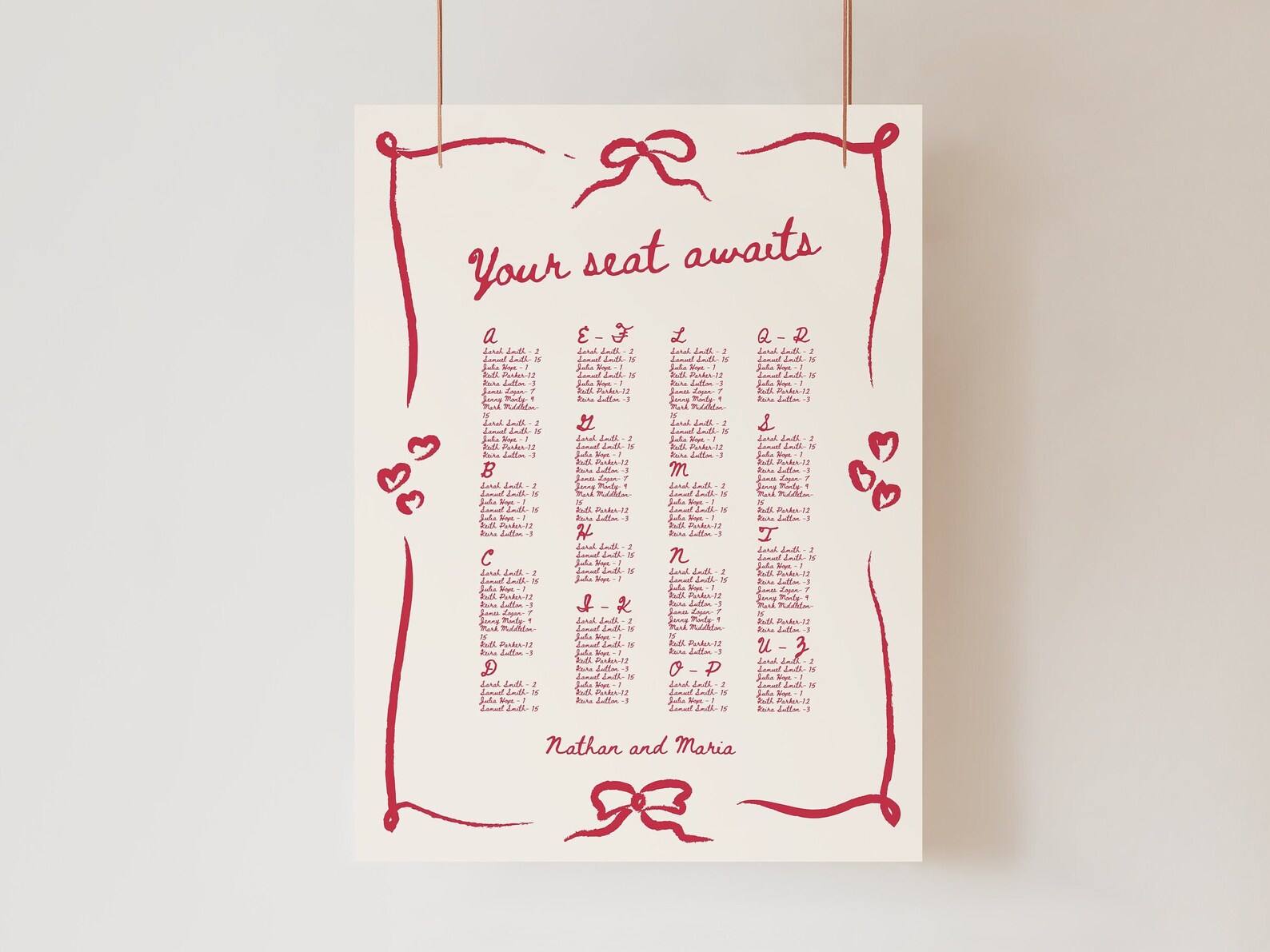 Handwritten Seating Chart Template, Whimsical Scribble Table Plan, Fun ...