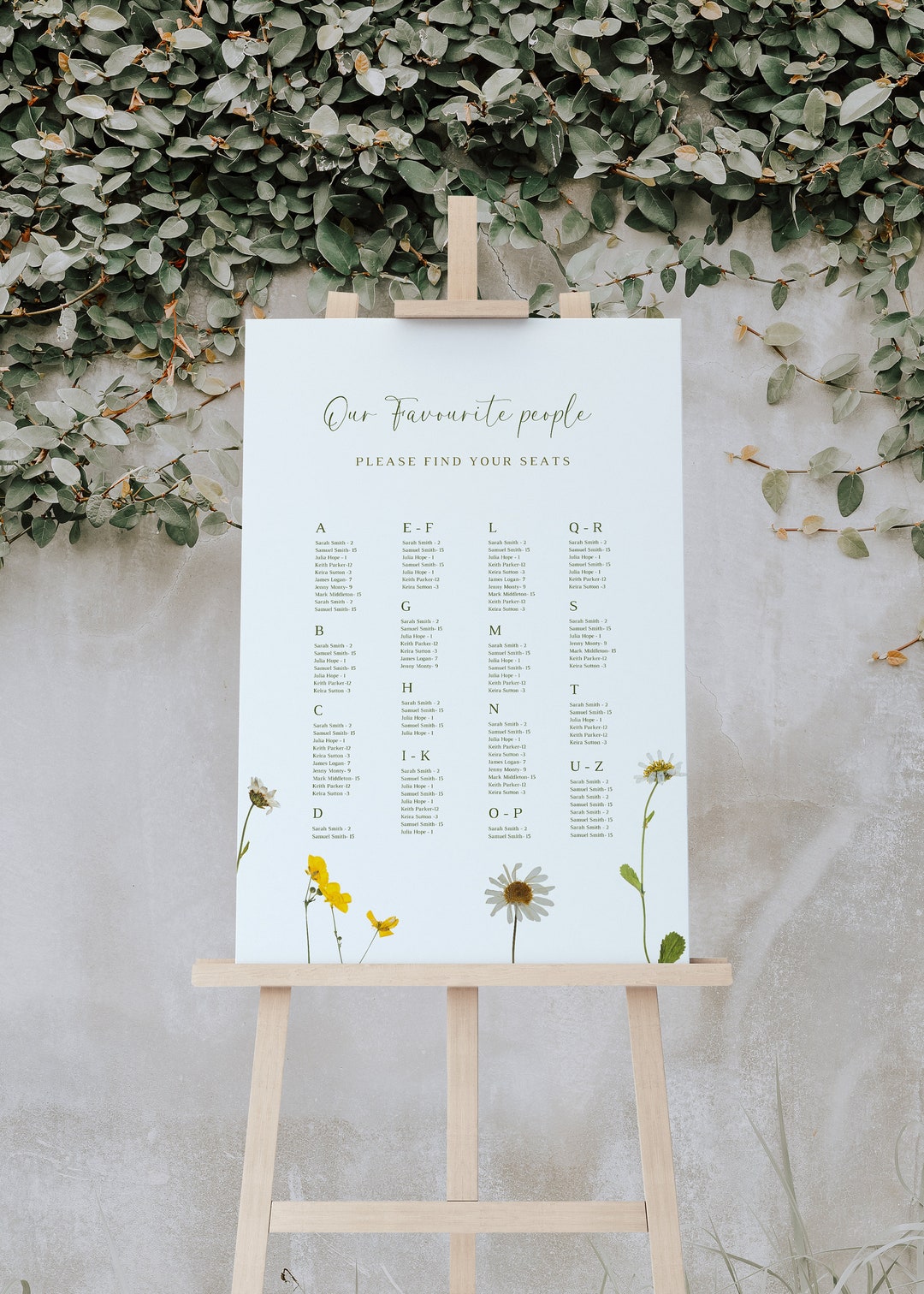 Wildflower Seating Chart Wedding Sign Wild Flower Table Plan Wedding ...