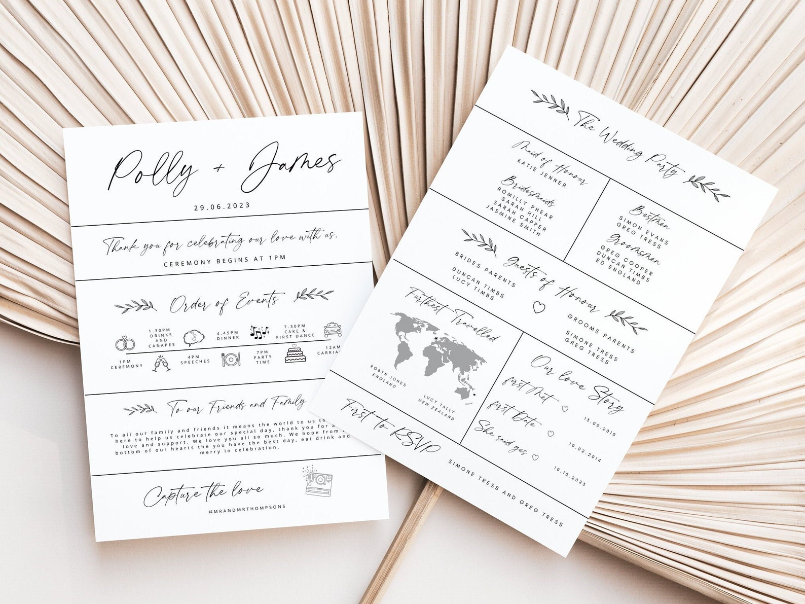 Infographic Wedding Program Fan Wedding Program Fan Template - Etsy UK