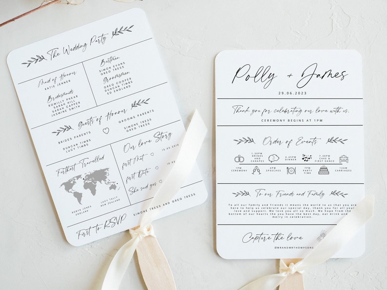 Infographic Wedding Program Fan Wedding Program Fan Template - Etsy