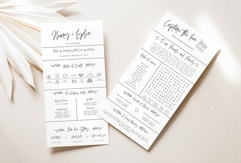 Infographic Wedding Program Unique Wedding Program Thin Wedding ...