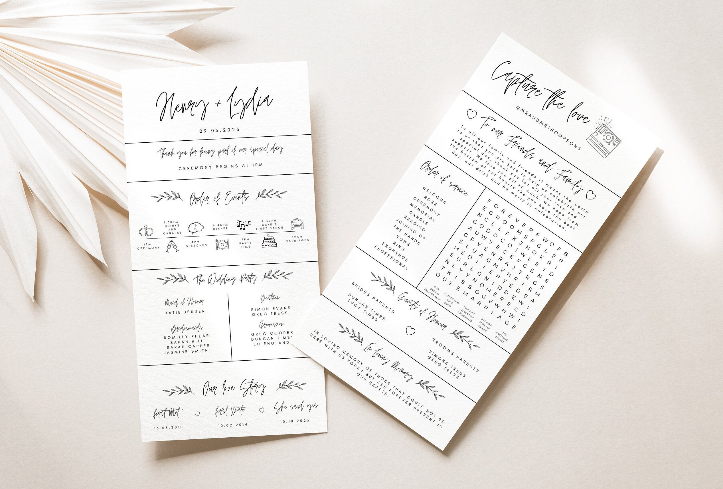 Infographic Wedding Program Unique Wedding Program Thin - Etsy