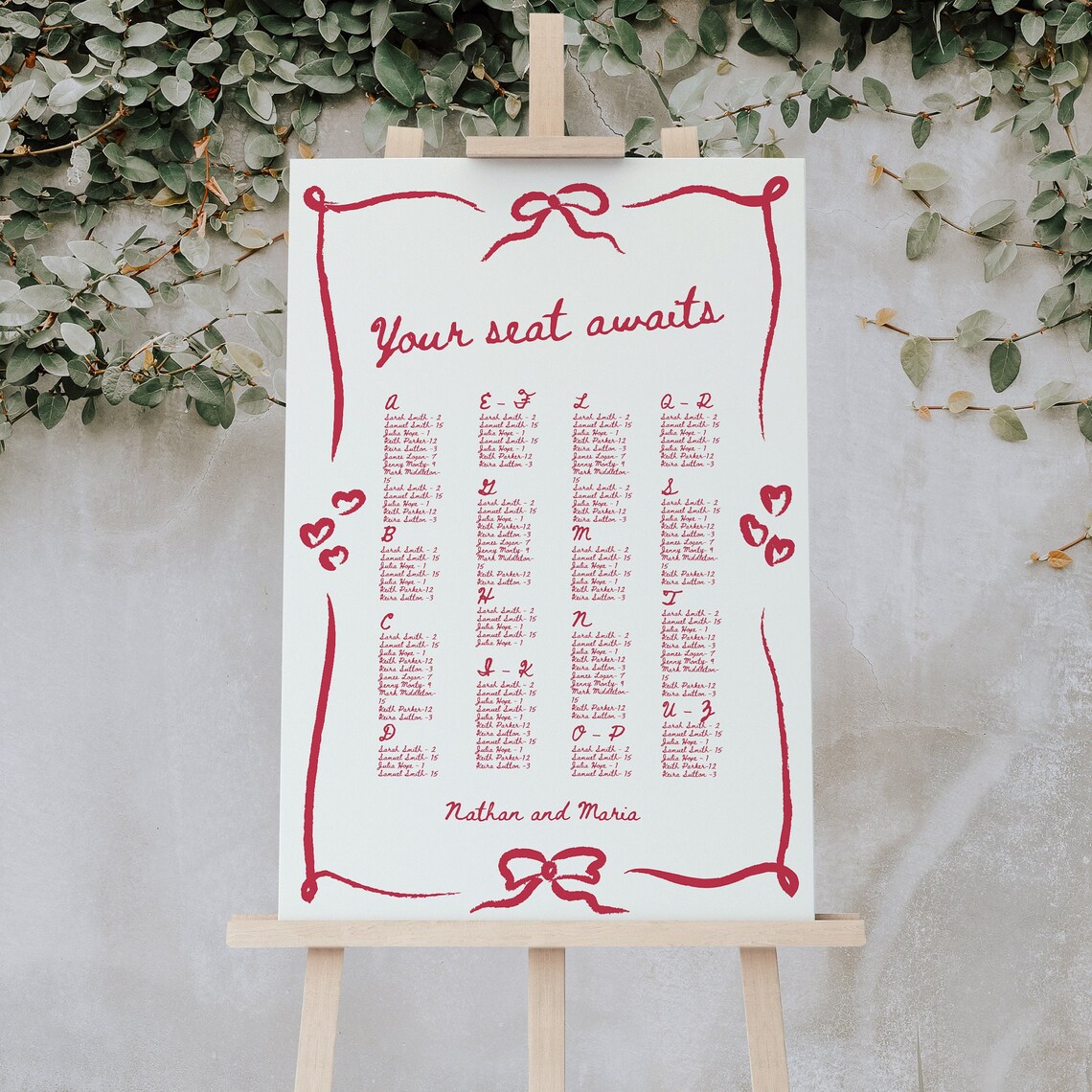 Handwritten Seating Chart Template, Whimsical Scribble Table Plan, Fun ...