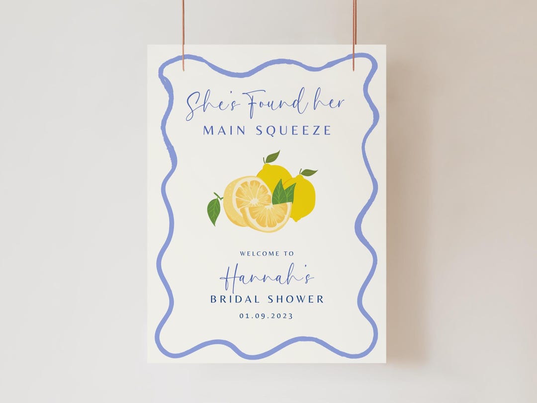 Lemon Theme Bridal Shower Welcome Sign Mediterranean Bachelorette Party ...