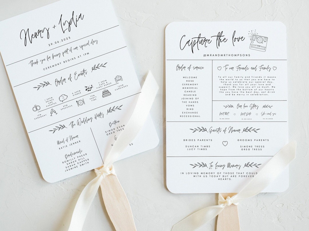 Wedding Program Fan Template Download Info-graphic Wedding Fan Program ...
