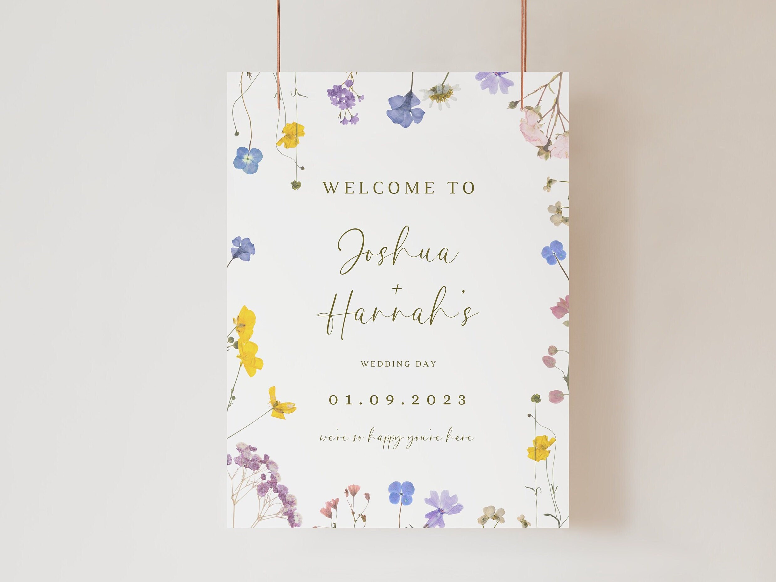 Wildflower Wedding Welcome Sign Template Spring Flower Welcome Sign ...