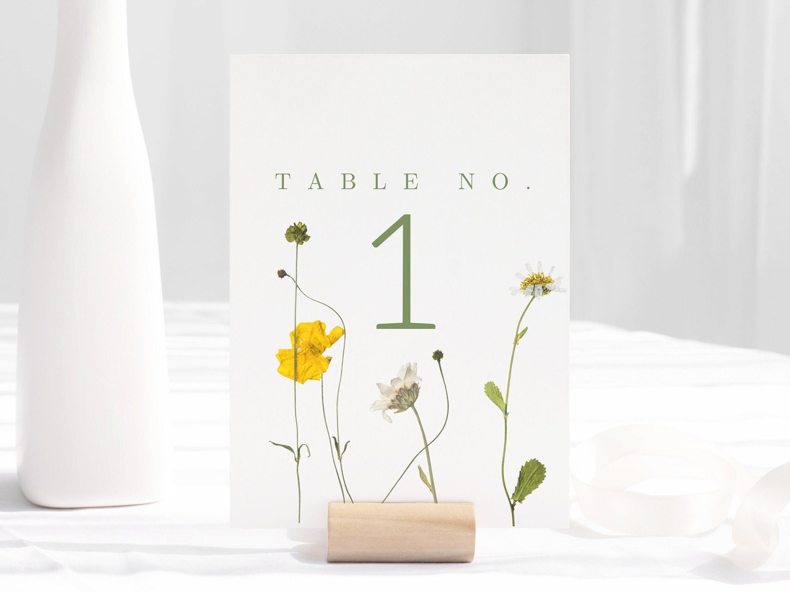 Wildflower Wedding Table Number Template Pressed Flower Table Sign ...