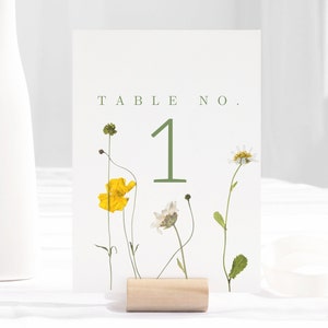 Wildflower Wedding Table Number Template Pressed Flower Table Sign ...