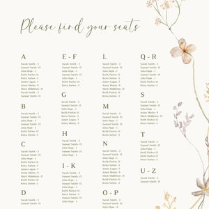Wildflower Seating Chart Wedding Sign Wild Flower Table Plan Wedding ...